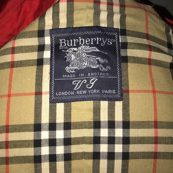 Burberry | Jackets & Coats | Vintage Red 98s Burberrys Trench Coat ...
